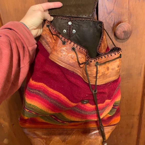 Bags | Authentic Peruvian Wool And Leather Backpack | Poshmark